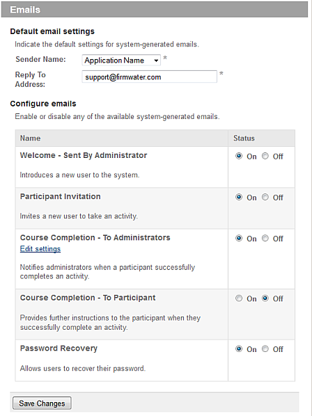 Configuring Emails Configuring Emails